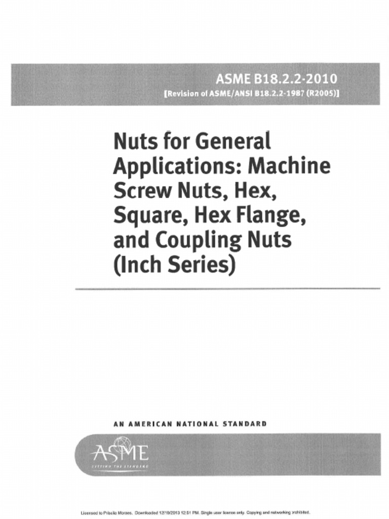 Asme B18.2.2 - 2010 | PDF | Screw | Nut (Hardware)