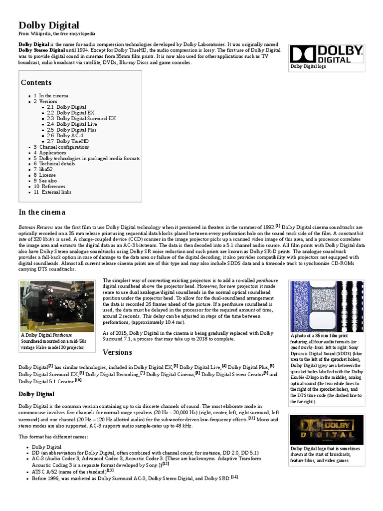 Dolby Digital | Download Free PDF | Audio Engineering | Sound Technology