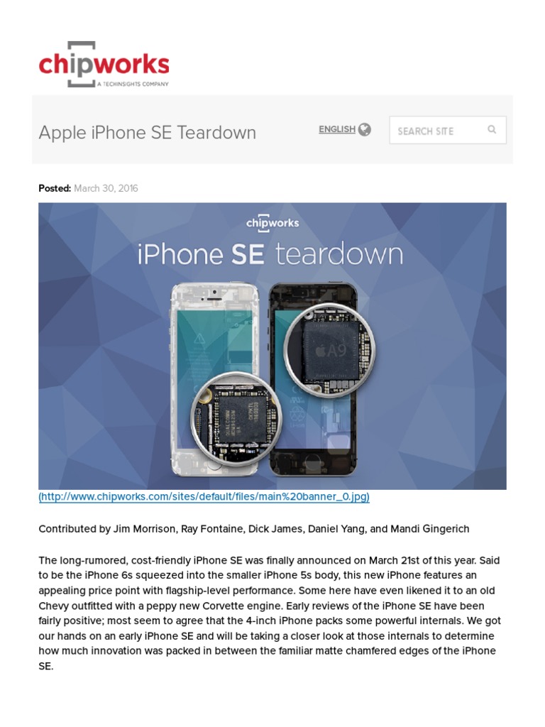 Apple Iphone SE Teardown | PDF | I Phone | Apple Inc.