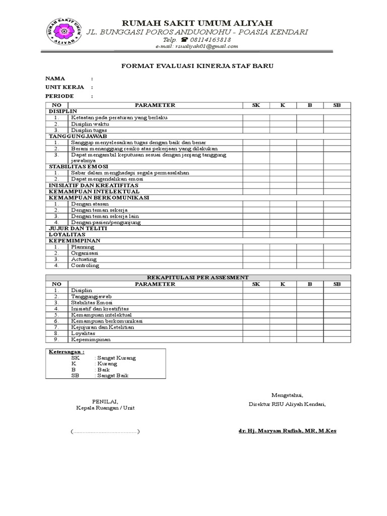 Format Evaluasi Kinerja Staf Baru | PDF