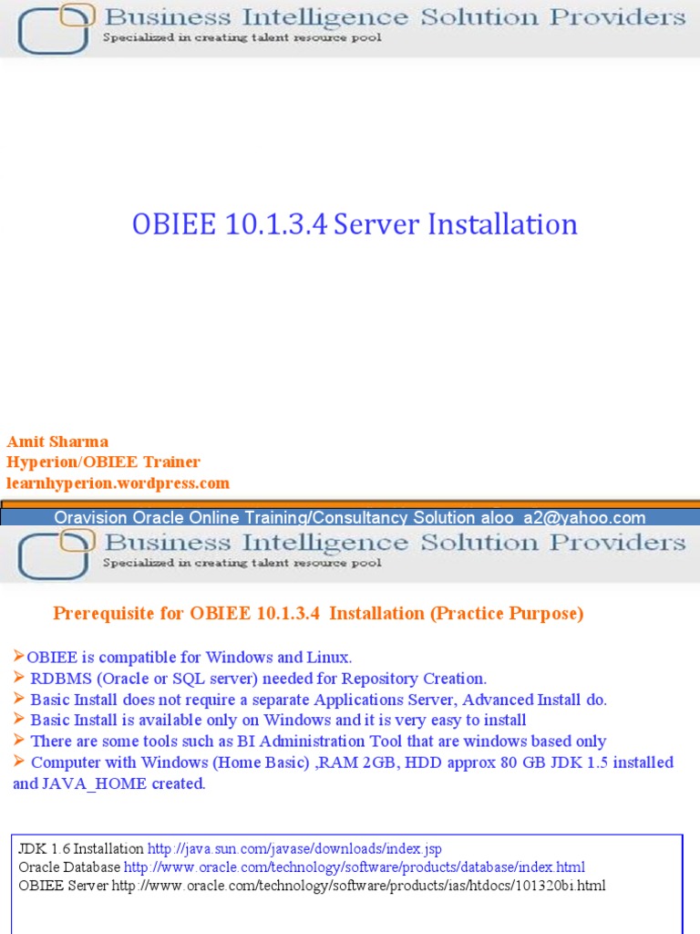 OBIEE 10.1.3.4 Installation Guide | PDF | Technology & Engineering