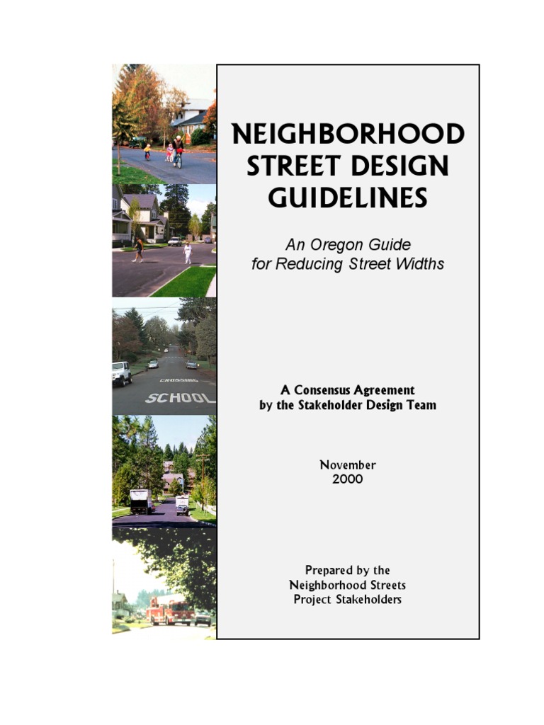 Neighborhood Street Design Guidelines: An Oregon Guide For Reducing ...