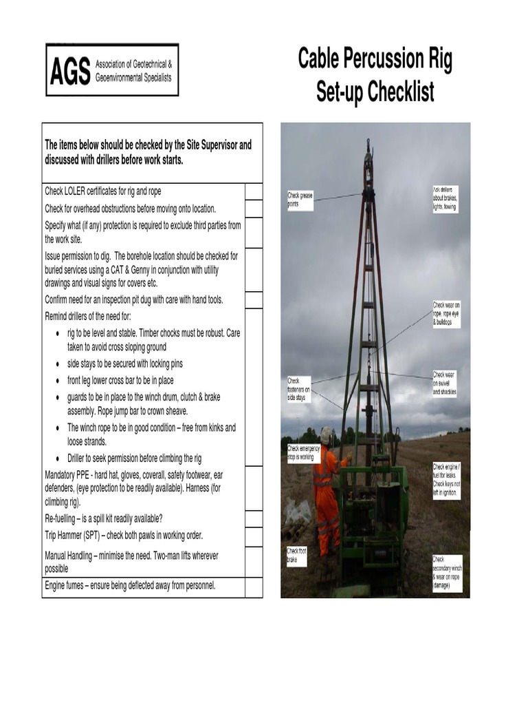 Cable Percussion Rig Checks | PDF | Drilling Rig | Rope