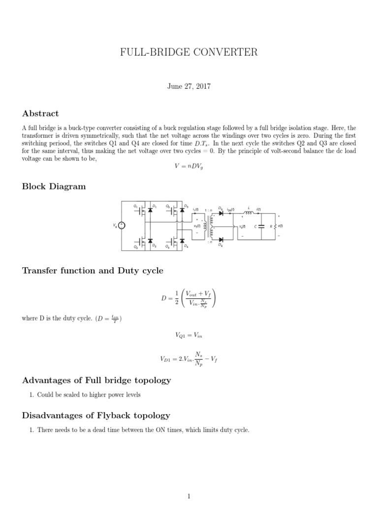 Full-Bridge Converter: June 27, 2017 | PDF