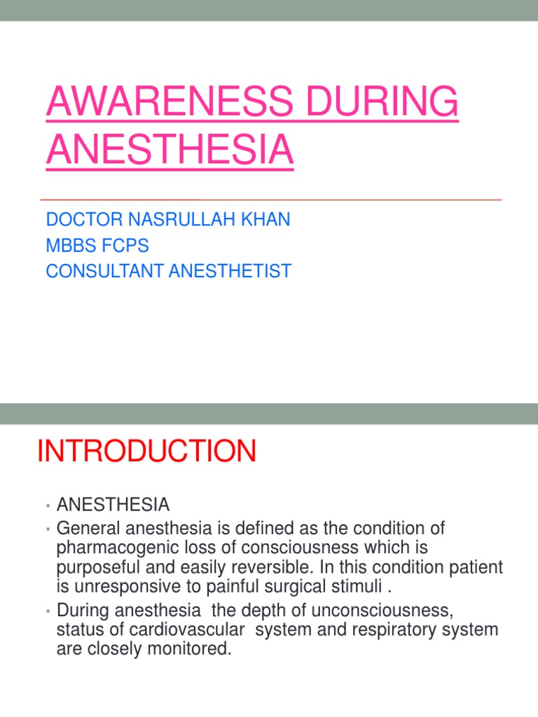 Anesthesia Awareness Insights | PDF | Anesthesia | Long Term Memory