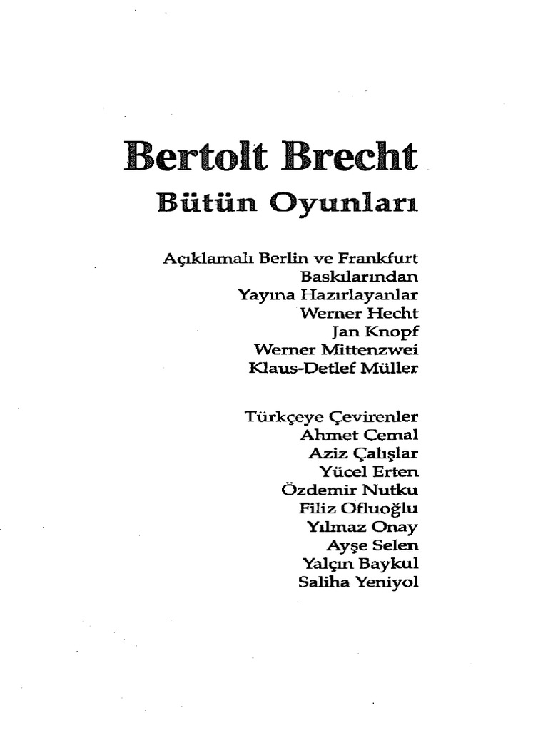 Bertolt Brecht - Bütün Oyunları Cilt 1 | PDF