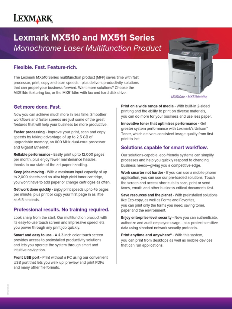 Lexmark MX510 MX511 | PDF | Image Scanner | Printer (Computing)