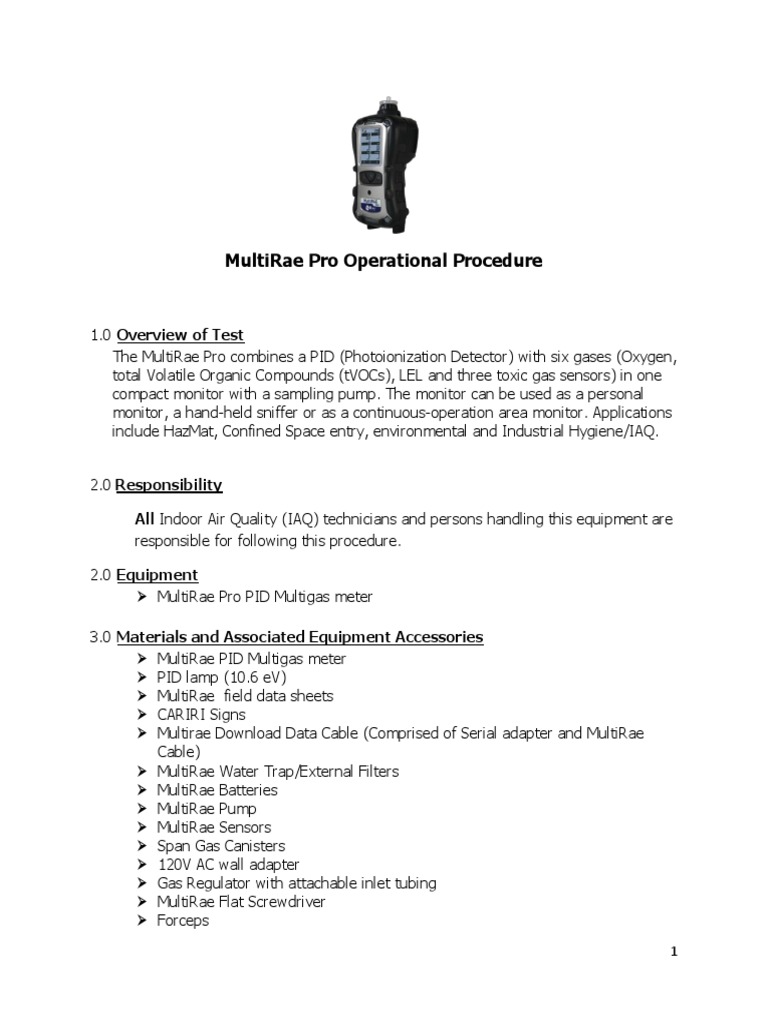 MultiRae Pro Operational Procedure | PDF | Calibration | Manufactured Goods