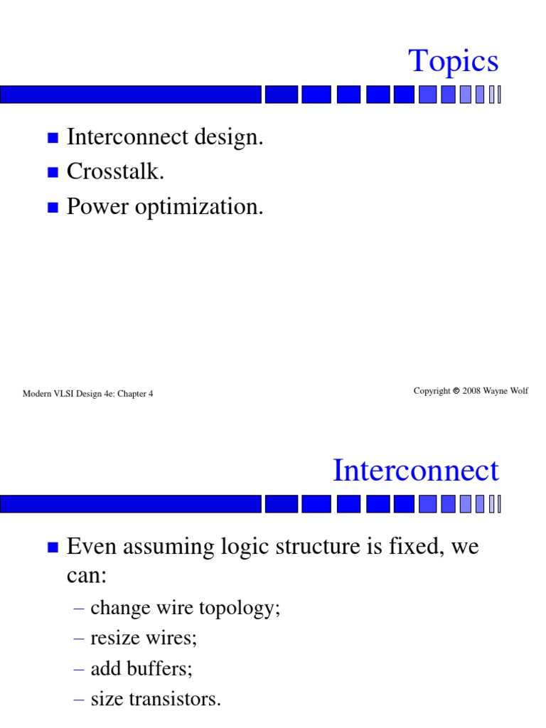 Topics: Interconnect Design. Crosstalk. Power Optimization | PDF | Very Large Scale Integration ...