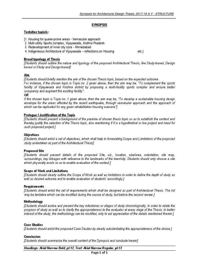 Synopsis Structure 2017-18 | PDF | Thesis | Cognition