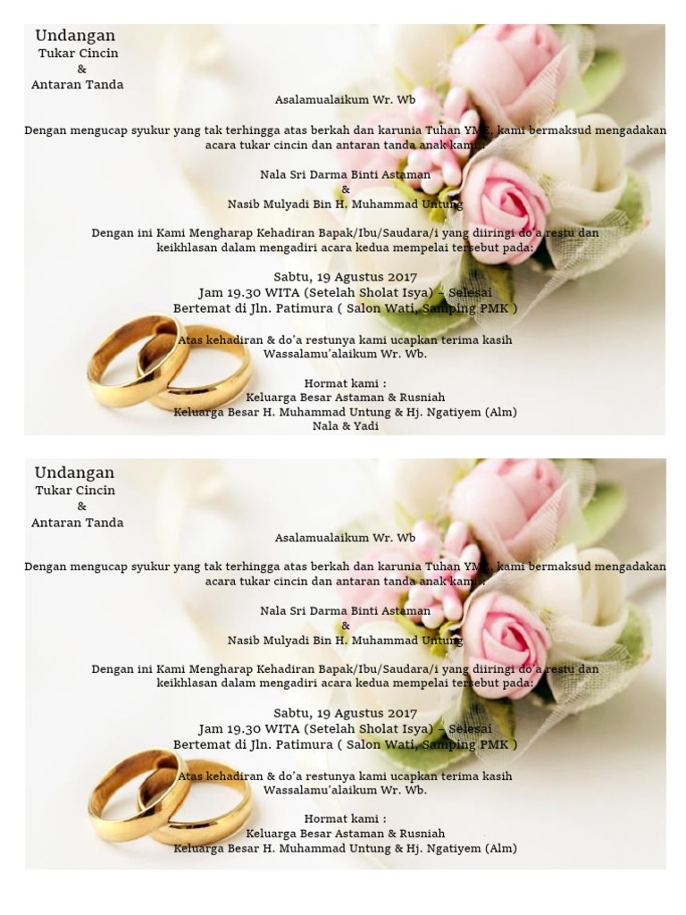 Undangan Tukar Cincin Nala | PDF