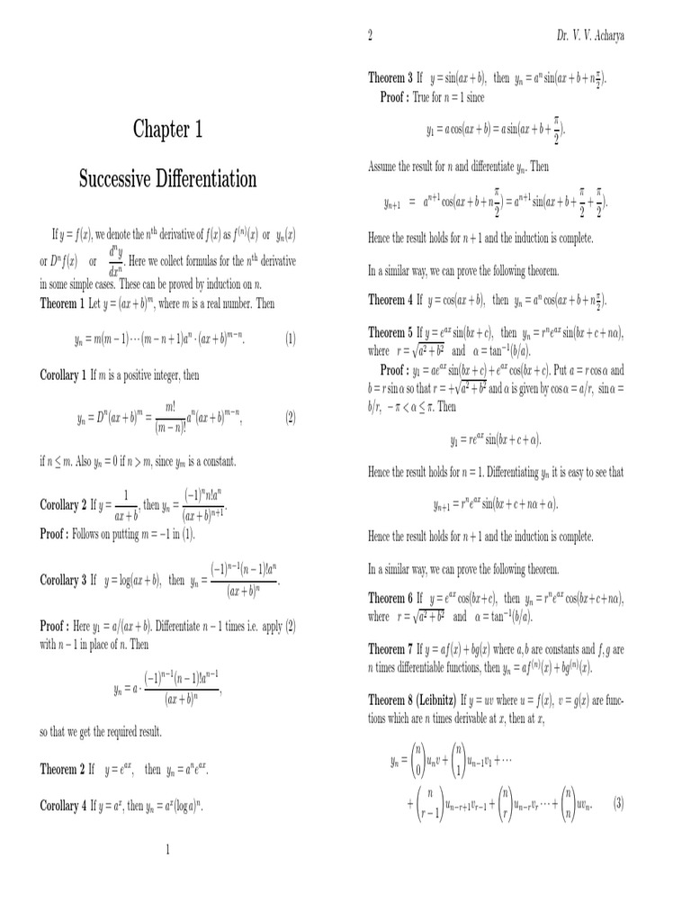 Successive Differentiation Formulas | PDF | Trigonometric Functions | Sine