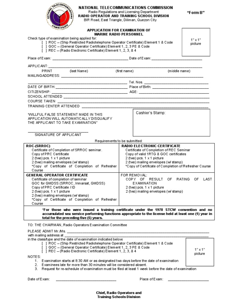 GOC "STCW and GDMSS (Form B) - APPLICATION FOR EXAMINATION OF MARINE ...