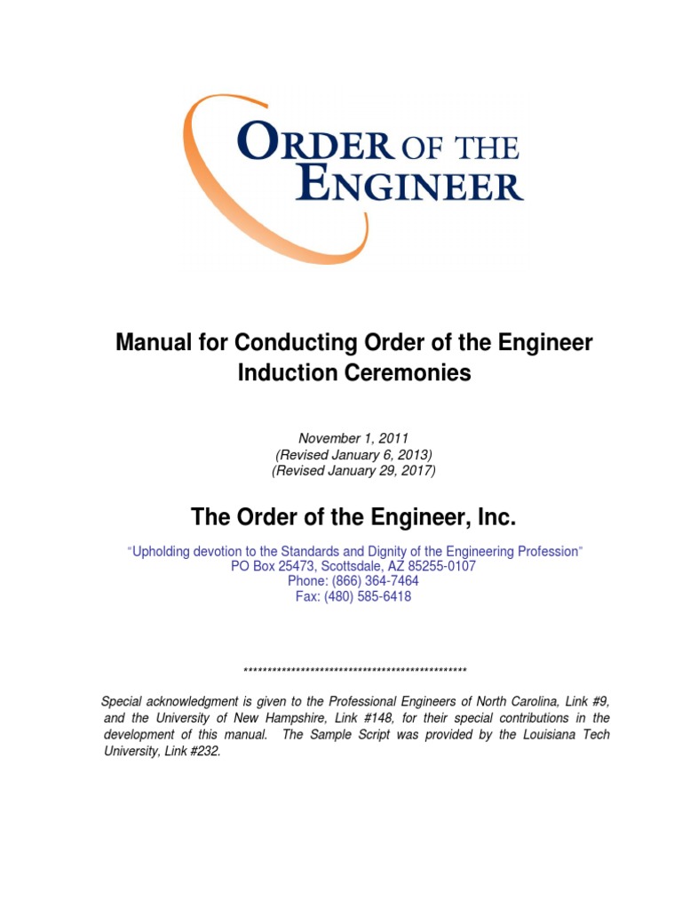 Manual For Conducting Order of The Engineer Induction Ceremonies | PDF ...