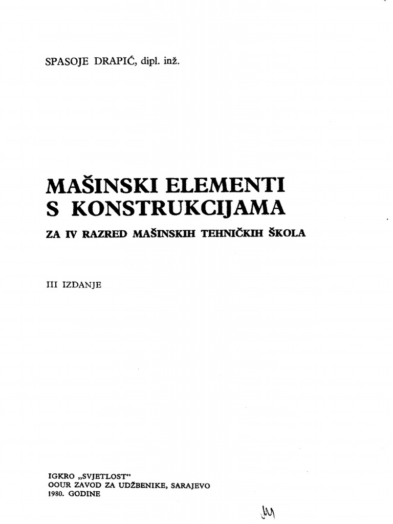 Masinski Elementi S Konstrukcijama Spasoje Drapic PDF | PDF