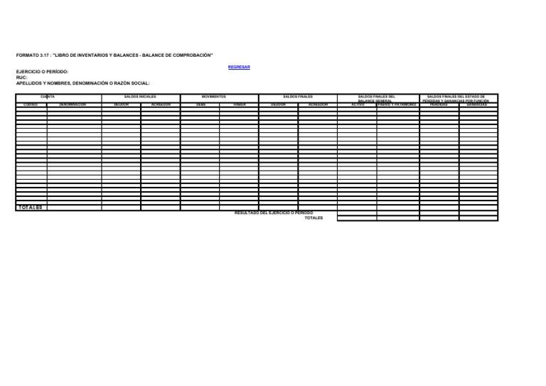 F 3.17 Libro de Inventarios y Balances - Balance de Comprobacion
