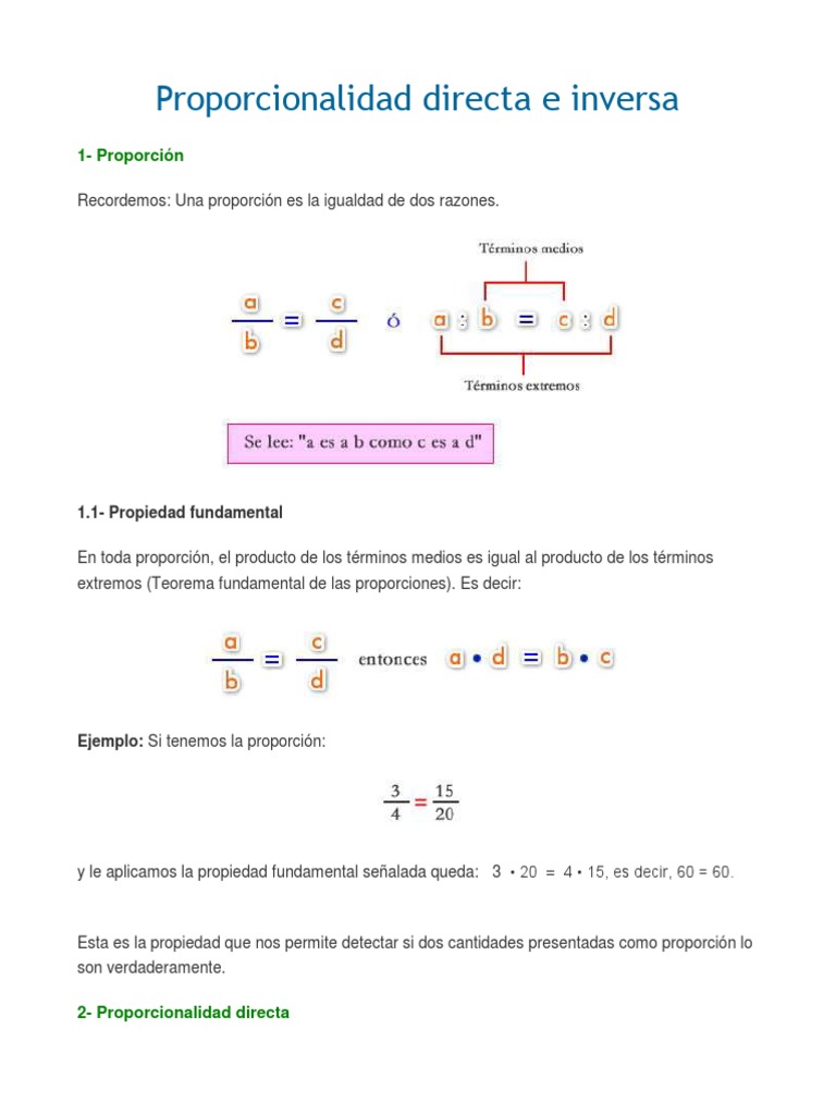 Proporcionalidad Directa e Inversa | PDF | Función (Matemáticas ...