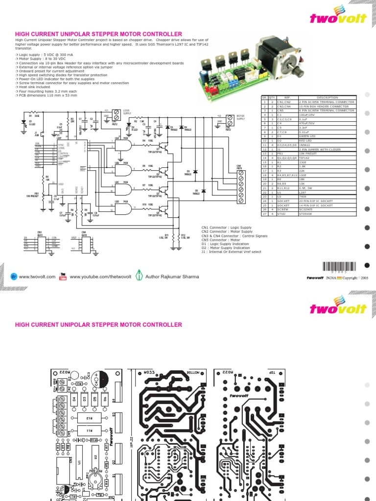 Unipolar Stepper Motor Driver Using Transistors and L297 1 | PDF ...