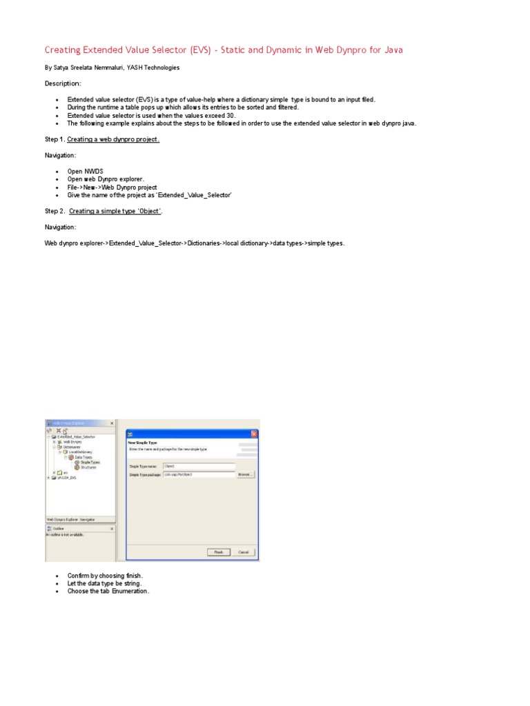 Creating Extended Value Selector (EVS) - Static and Dynamic in Web Dynpro For Java | PDF ...