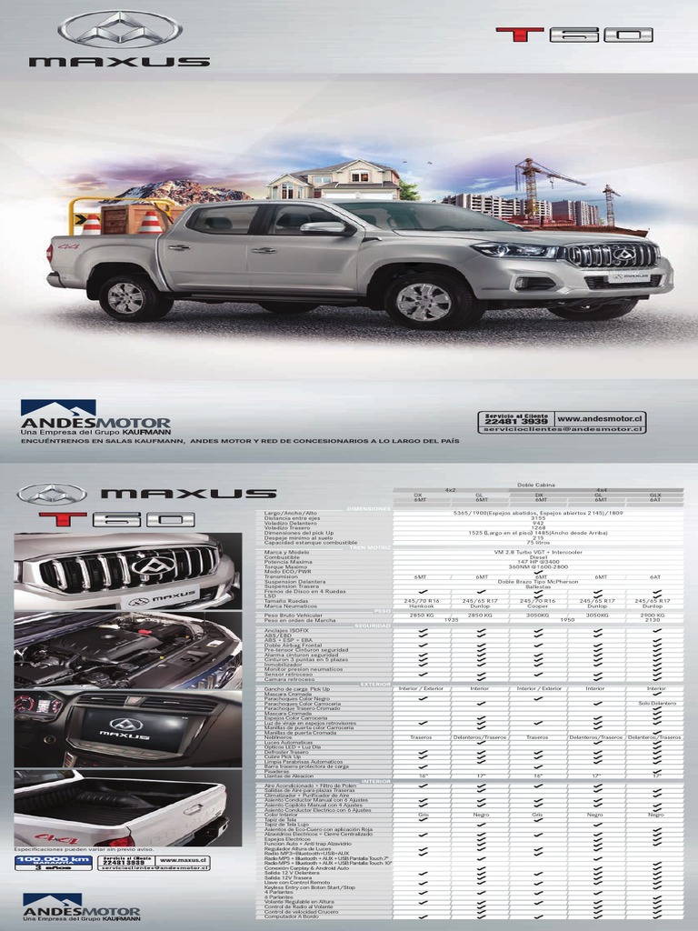 Ficha Maxus T60 | PDF | Vehículo de motor | Estilos de carrocería
