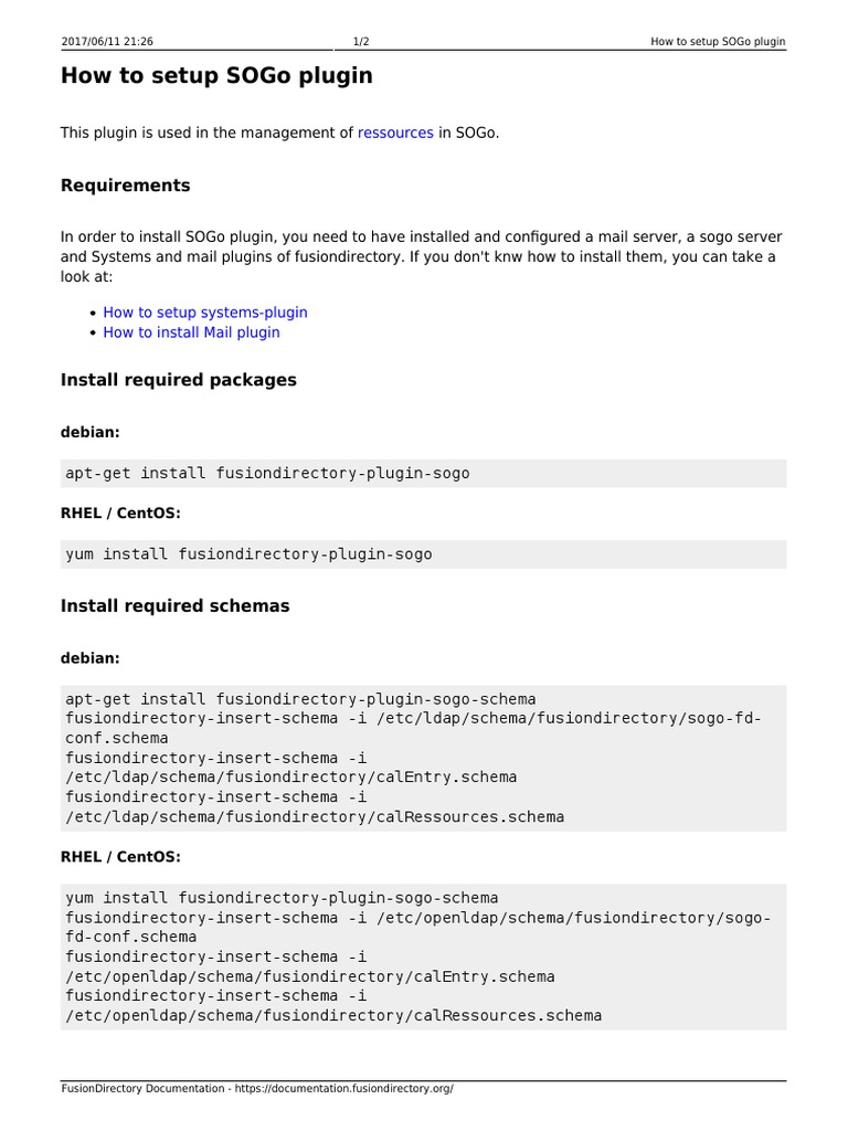 Setting Up SOGo Plugin in FusionDirectory | PDF | Computers