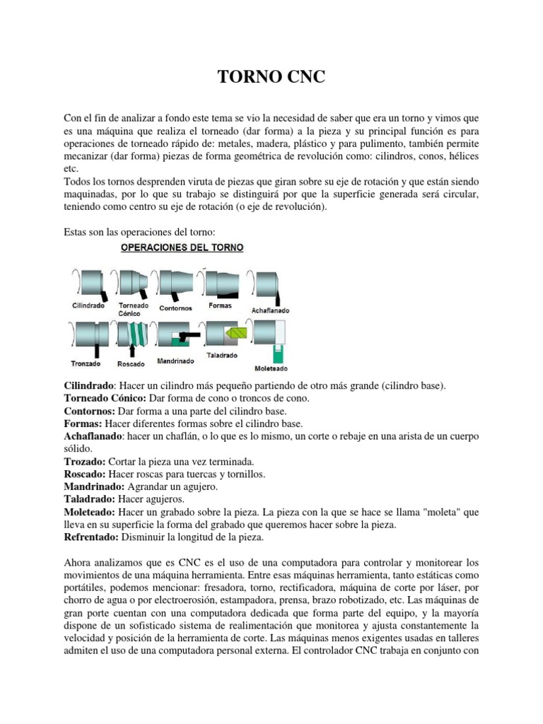 Informe Torno CNC | PDF | Control numerico | Herramientas