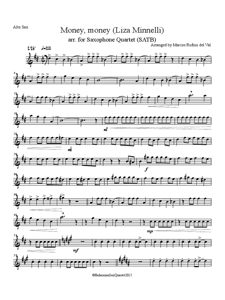Money, Money - Alto Sax | PDF | Saxophone | Organologie élémentaire