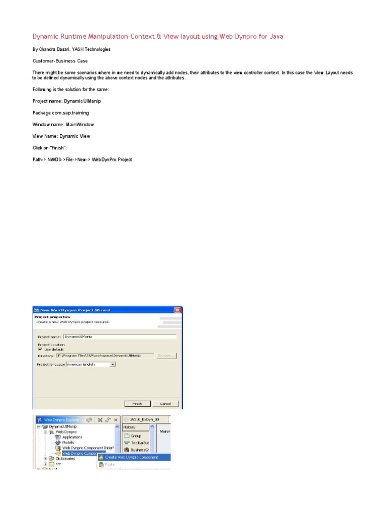 Dynamic Runtime Manipulation Context And View Layout Using Web Dynpro For Java Pdf Java