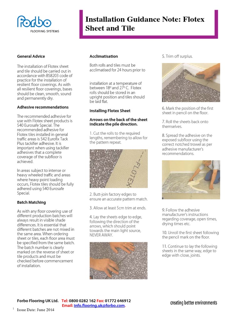 Forbo Installation Instructions Flotex Sheet& Tile 2014 UK | PDF ...
