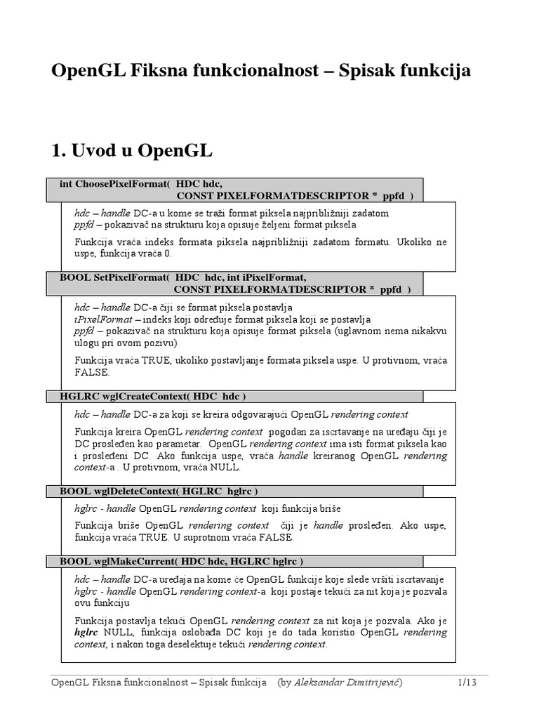 OpenGL Funkcije PDF | PDF