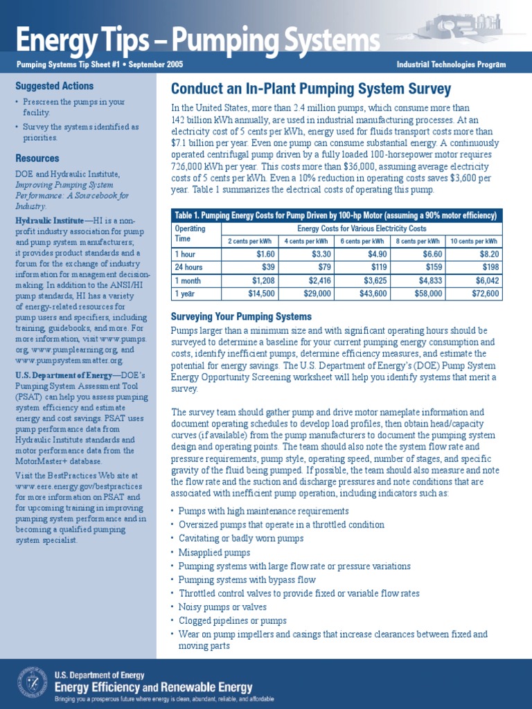 Conduct An In-Plant Pumping System Survey PDF | PDF | Pump | Efficient ...