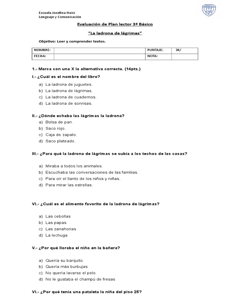 Evaluación de Lenguaje y Comunicación Plan Lector 2 | PDF | Ocio