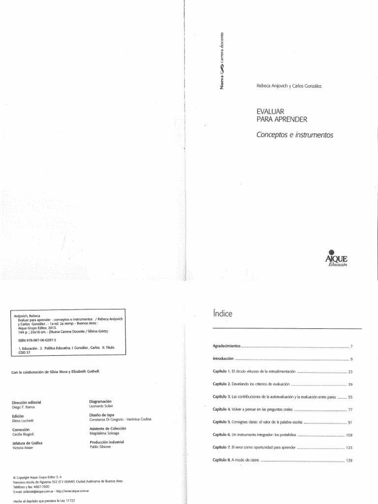 Anijovich - Develando Los Criterios de Evaluación PDF | PDF