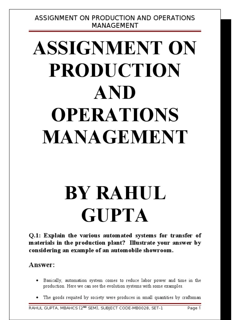 Production and Operations Management | PDF