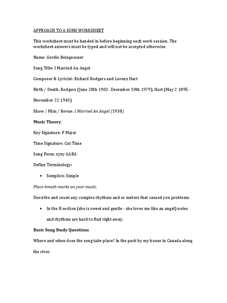 Song Analysis Worksheet Guide | PDF | Songs | Tempo