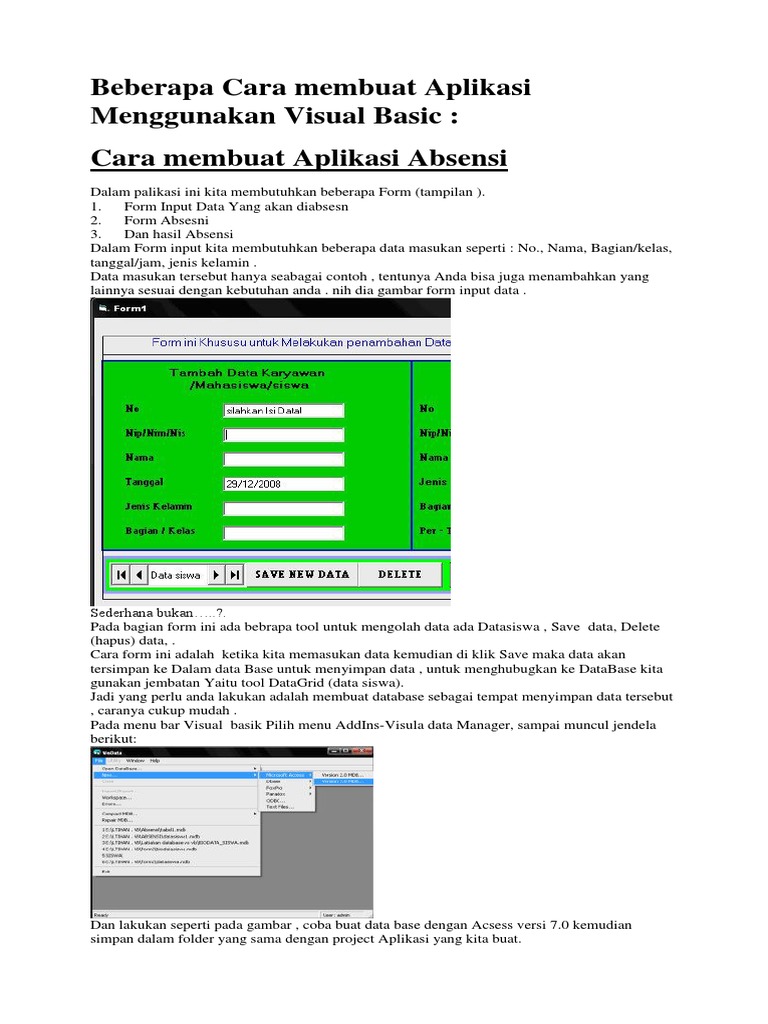 Beberapa Cara Membuat Aplikasi Menggunakan Visual Basic | PDF