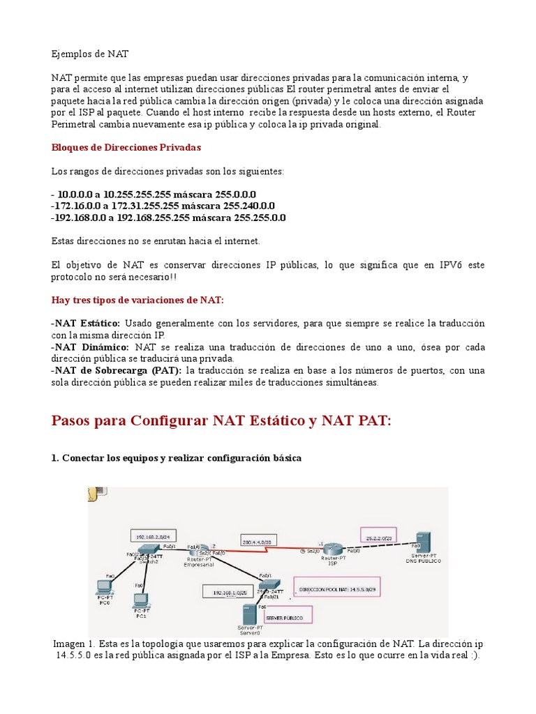 EJEMPLO DE NAT - Odt | PDF | Dirección IP | Enrutador (Computación)