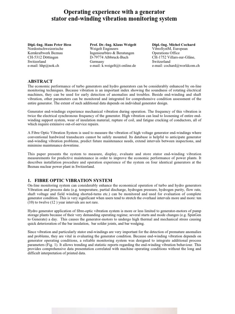 Operating Experience With A Generator End Winding | PDF | Electric ...