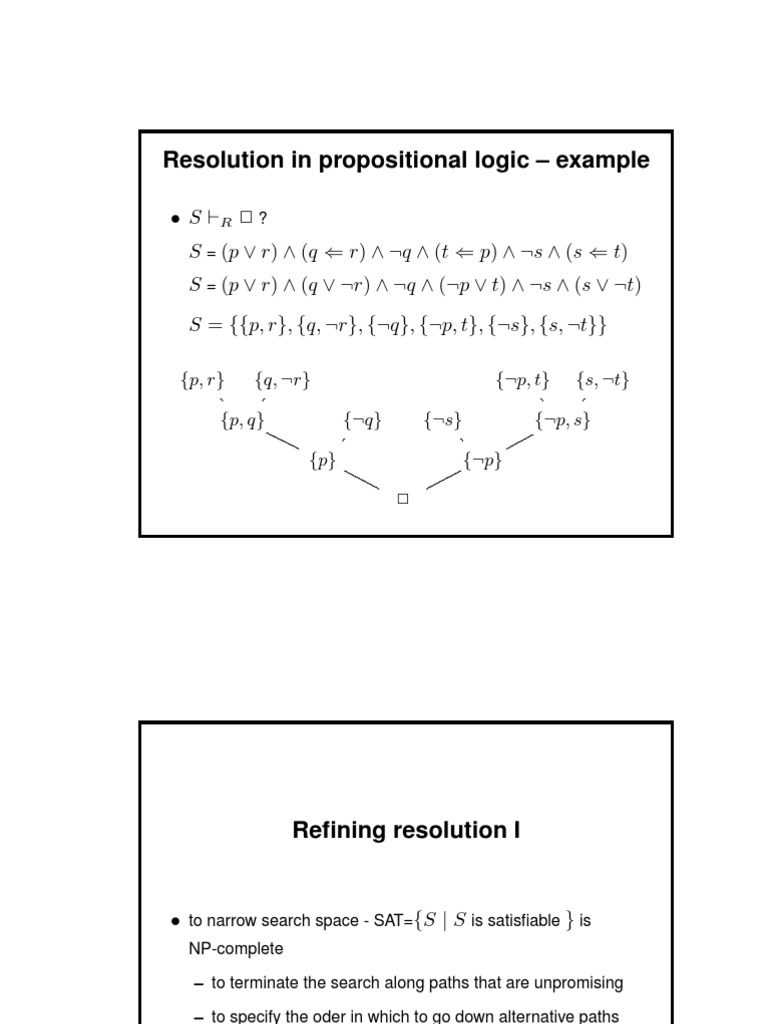 Resolution in Propositional Logic - Example | PDF | Formalism ...