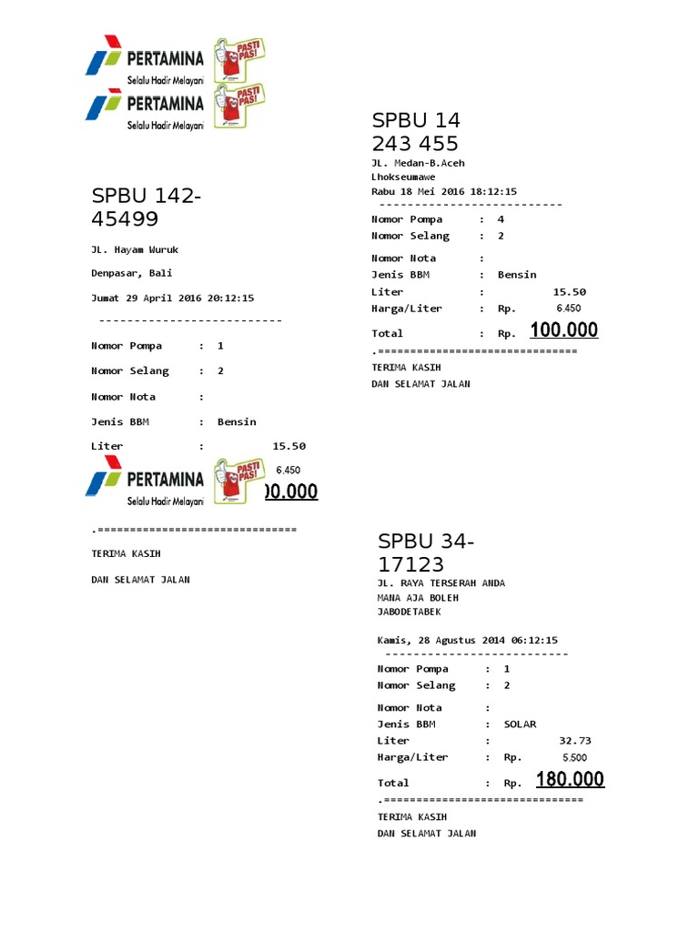 Struk SPBU | PDF