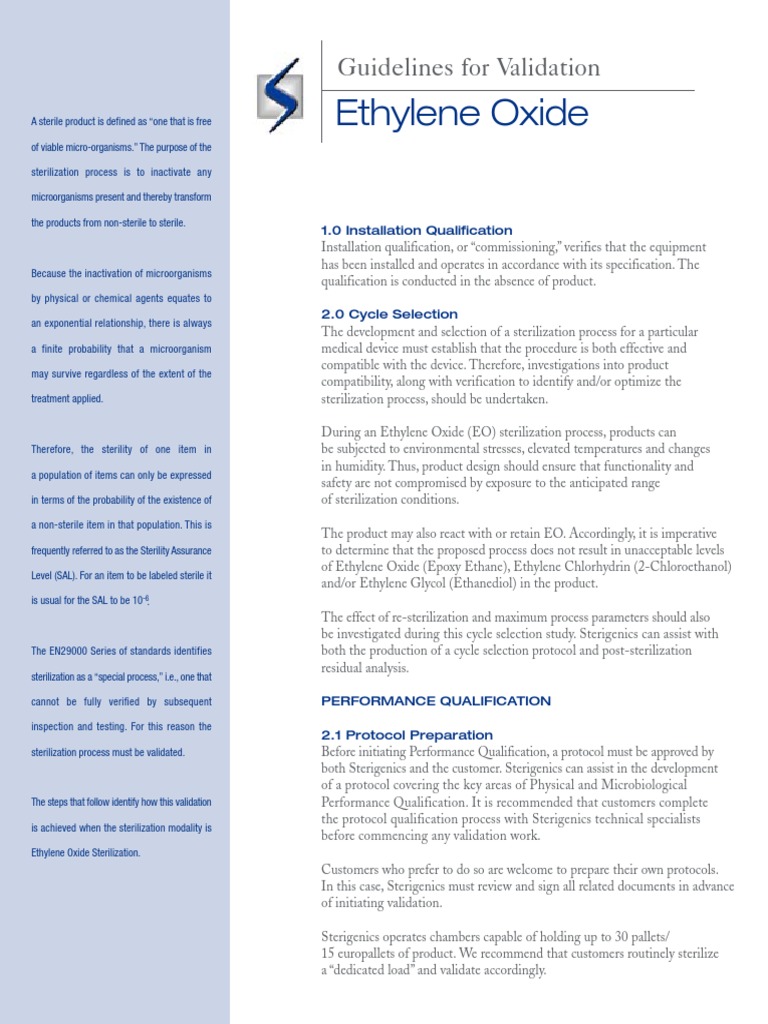 Guidelines For Validation Ethylene Oxide | PDF | Sterilization ...
