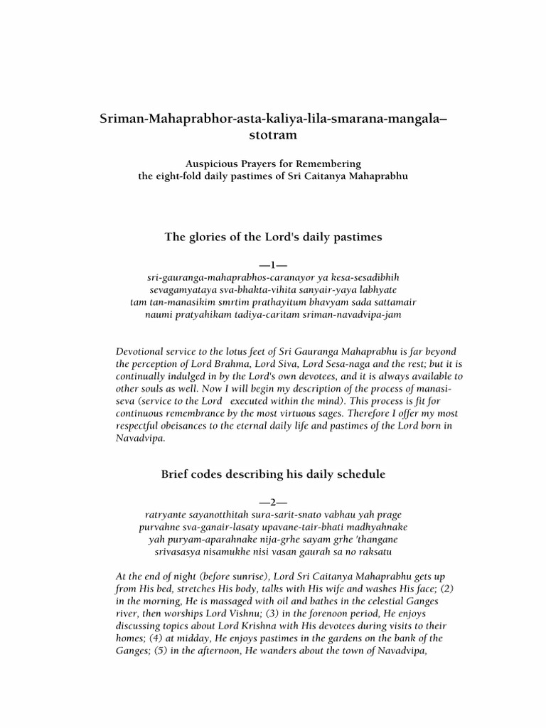 Visvanatha Cakravati - Sriman Mahaprabhor Asta Kaliya Lila Smarana ...
