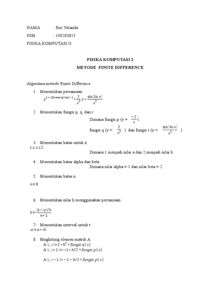 Algoritma - M. Finite Difference | PDF