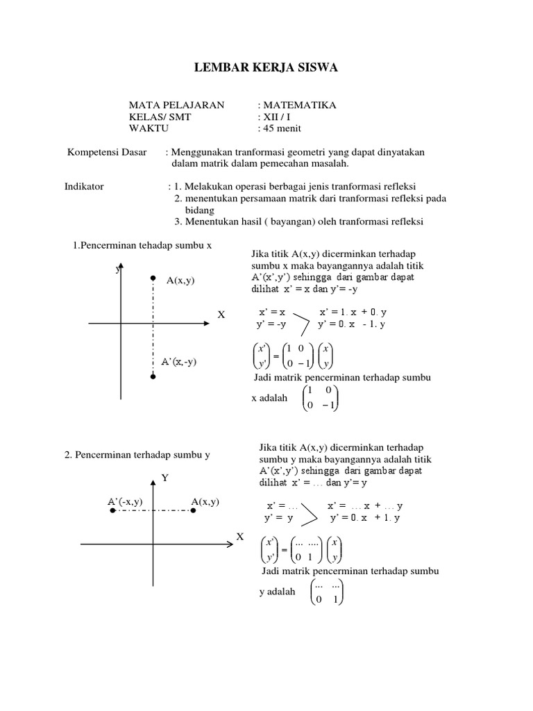 Refleksi Geometri dan Transformasi Matriks | PDF
