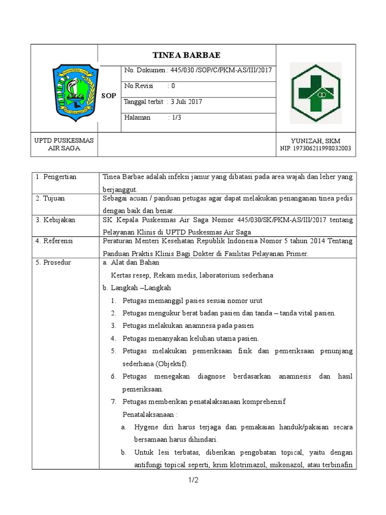 SOP Tinea Barbae | PDF