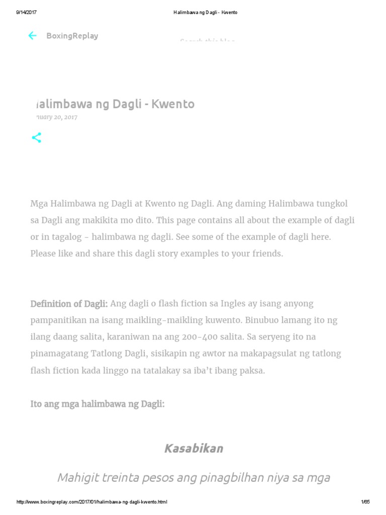 Halimbawa NG Dagli - Kwento | PDF