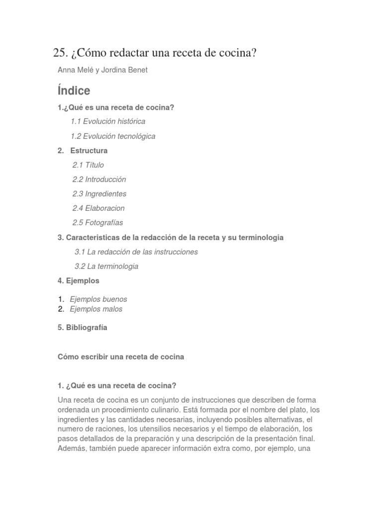 Como Redactar Una Receta | Receta | Gastronomía | Prueba gratuita de 30 ...
