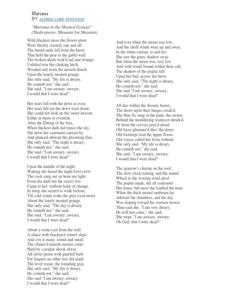 Mariana (Poem) | PDF | Poetry | Nature