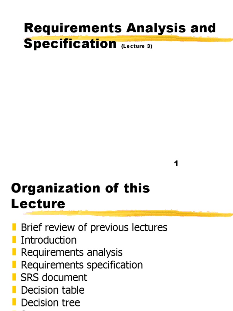 Requirements Analysis and Specification: (Lecture 3) | PDF ...