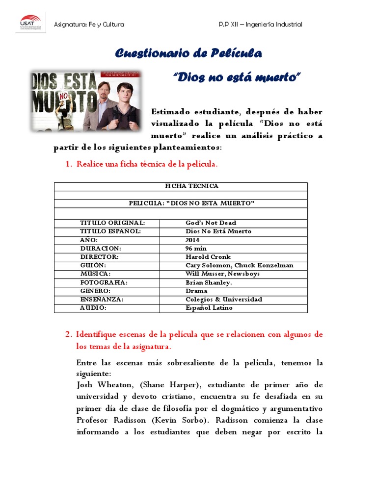 Cuestionario de Película 2 | PDF | Existencia | Filosofía